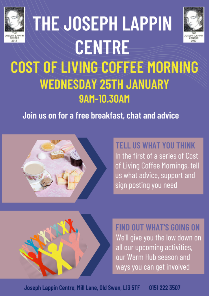 Joseph Lappin Centre - Cost-of-Living Coffee Mornings Wednesday 25th ...